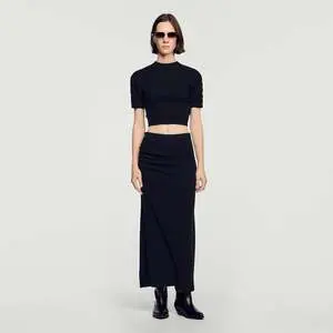 Sandro Cropped Wool And Cashmere Sweater