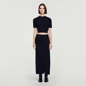 Sandro Cropped Wool And Cashmere Sweater