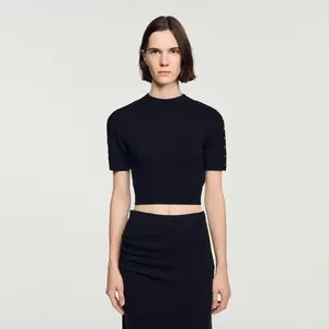 Sandro Cropped Wool And Cashmere Sweater