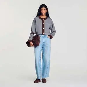 Sandro Cardigan With Suede Panels