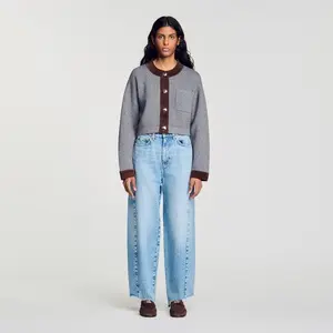 Sandro Cardigan With Suede Panels