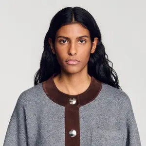Sandro Cardigan With Suede Panels