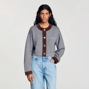 Sandro Cardigan With Suede Panels