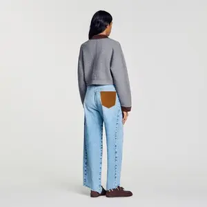 Sandro Cardigan With Suede Panels