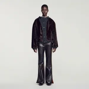 Sandro Faux Fur And Knit Jacket