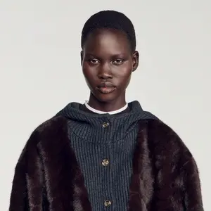 Sandro Faux Fur And Knit Jacket
