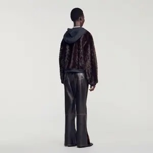 Sandro Faux Fur And Knit Jacket