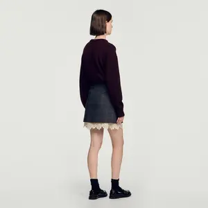Sandro Short Skirt With Lace Panel