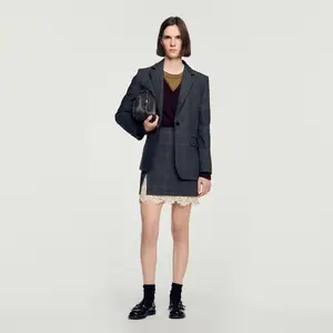 Sandro Short Skirt With Lace Panel