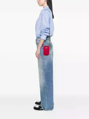 Prada 2000-2013 Tessuto Double Zip Phone Case Crossbody Bag - Red