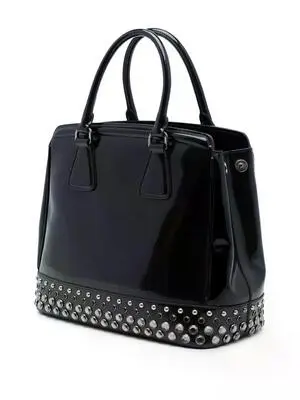 Prada 2010-2026 Spazzolato Leather Studded Crystal Tote Bag