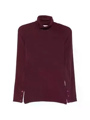 SOLOTRE Button-cuff Roll-neck Top