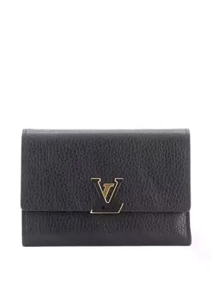 LOUIS VUITTON Capucines Wallet Leather Compact Small Wallets - Black