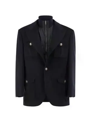 Brunello Cucinelli Removable-gilet Single-breasted Wool Blazer
