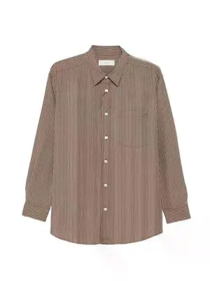 DUNST Striped Long-sleeve Shirt - Brown