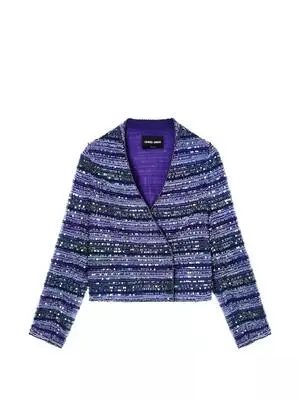 Giorgio Armani Sequin-embellished Striped Jacket - Purple