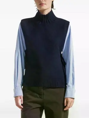 Seventy High-neck Side-tie Vest - Blue