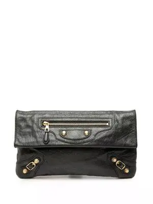 Balenciaga 2012-2024 Lambskin Motocross Giant 12 Envelope Clutch Bag - Black