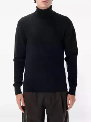 LEMAIRE Stand-collar Sweater In Fine Mouliné Merino Wool - Black