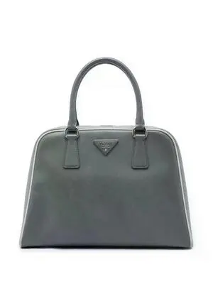 Prada 2010-2026 Saffiano Lux Pyramid Frame Handbag - Grey