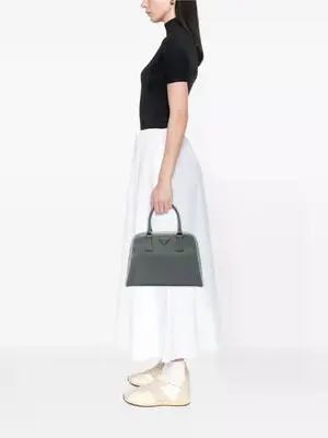 Prada 2010-2026 Saffiano Lux Pyramid Frame Handbag - Grey