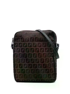 Fendi 2000-2010 Zucchino Canvas Crossbody Bag - Brown