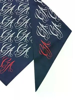 Giorgio Armani Logo-print Silk Scarf - Blue