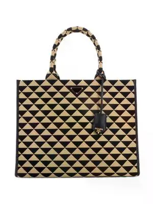 Prada Symbole Shopper Jacquard Large Tote Bag - Brown