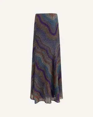 Missoni Sequined Chevron Lamé Viscose Long Skirt