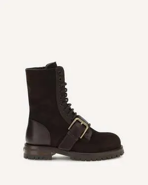 Dolce & Gabbana Leather And Suede Buckle Ankle Boots