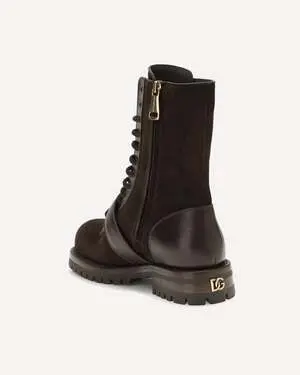 Dolce & Gabbana Leather And Suede Buckle Ankle Boots