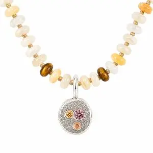 ZOE ALEXANDRIA JEWELLERY Afghan Jade Beaded Necklace & Sapphire Bubble Charm - Silver