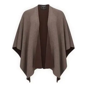 TRIONA Taupe Reversible Isla Merino Cashmere Knit Cape - Brown