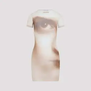 JEAN PAUL GAULTIER Printed Face Mesh Short Dress