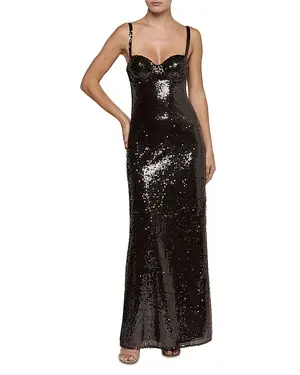L'Agence Sayla Sequin Bias Cut Maxi Dress