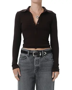 Citizens Of Humanity Brea 60's Polo Top - Chocolate
