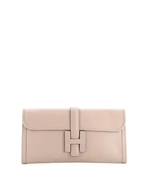 Hermès Jige Elan Swift Leather Clutch - Gray