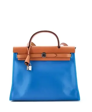 Hermès Herbag Zip Canvas & Leather Shoulder Bag - Blue