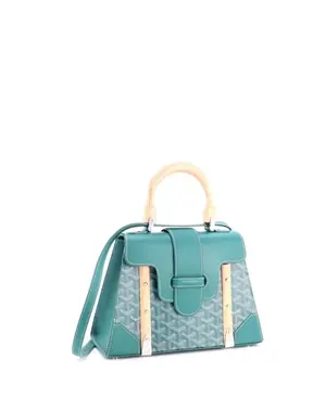 Goyard Pm Saigon Top Handle Bag Coated Canvas With Leather - Green