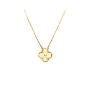 VAN CLEEF & ARPELS Vintage Alhambra Pendant Necklace Guilloche 18k 16 - Gold