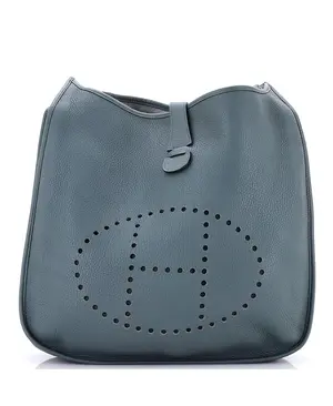 Hermès Evelyne Iii Clemence Leather Crossbody - Blue