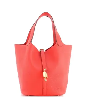 Hermès Picotin Lock Leather Bucket Bag - Red