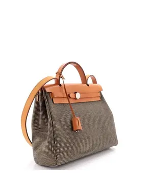 Hermès Herbag Zip Canvas & Leather Shoulder Bag