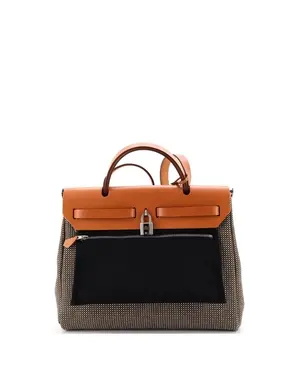 Hermès Herbag Zip Canvas & Leather Shoulder Bag