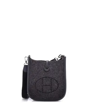 Hermès Tpm Evelyne Gen Iii Felt & Leather Trim Crossbody Gray