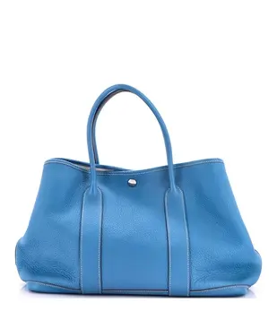 Hermès 36 Garden Party Tote Leather Blue