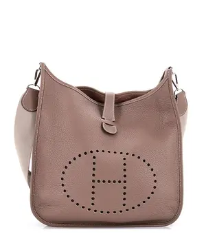 Hermès Evelyne Gen Ii Perforated H Logo Leather Crossbody Bag - Gray