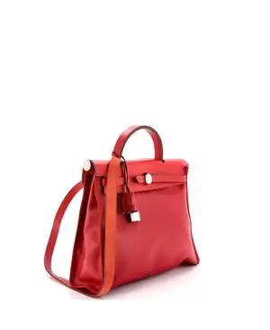 Hermès Herbag Zip Canvas & Leather Tote - Red