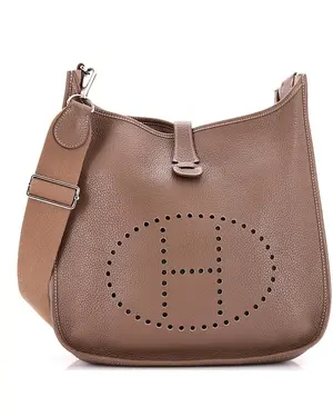 Hermès Gm Evelyne Iii Clemence Leather Crossbody - Gray