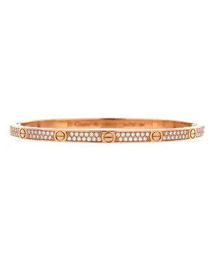 CARTIER Small Love Bracelet 18k Rose Gold With Pave Diamonds